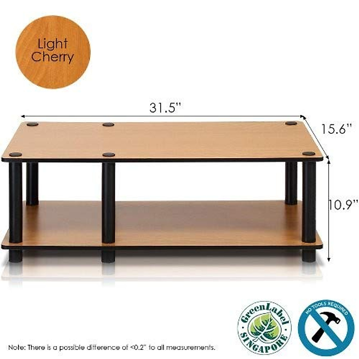 Furinno Just Mid Light Cherry Television Stand with Black Tube