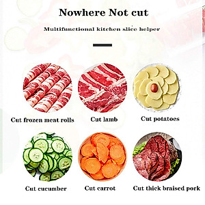 ZCM-JSDTWS Manual Frozen Meat Slicer, Stainless Steel Meat Cutter Beef Mutton Roll Meat Food Slicer Slicing Machine for Home Cooking Kit of Hot Pot Shabu