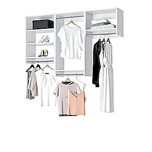 Closet Kit with Hanging Rods - Corner Closet System - Closet Shelves - Closet Organizers and Storage Shelves (White, 75 inches Wide) Closet Shelving