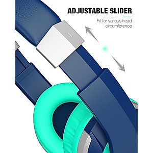 ELECDER Kids Headphones i41 Headphones for Kids Children Girls Boys Teens Foldable Adjustable On Ear Headphones with 3.5mm Jack for Cellphones Computer Kindle School Blue&Teal