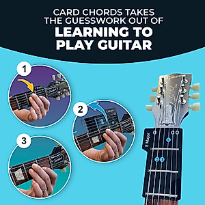 Learn Guitar in Minutes Card Chords (Gibson Edition) GUITAR CHORDS allow you to PLAY an ELECTRIC Guitar while the CARD is on the FRETBOARD Made in USA Music Gift