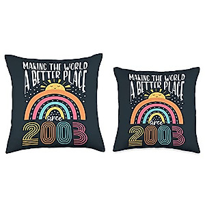 20th Birthday Gifts for Women and Men 20 Birthday Making The World a Better Place Since 2003 Throw Pillow, 16x16, Multicolor