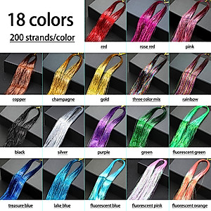 NIACONN 18 Colors Hair Tinsel Kit, 48 Inch 3900 Strands Glitter Tinsel Hair Extensions for Women, Fairy Hair Tinsel for Christmas New Year Halloween Cosplay Party