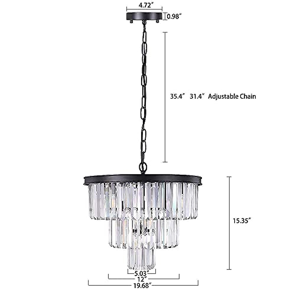 Wellmet Crystal Chandelier, Contemporary Modern Chandeliers Adjustable for Living Room, Dining Room, Pool Table Light, Kitchen Island Lighting