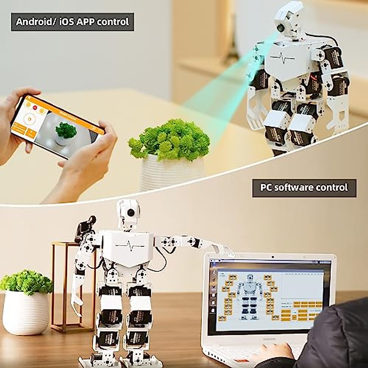 HIWONDER AI Intelligent Visual Humanoid Robot for Raspberry Pi, Supports Python Programming, PC Software, App and VNC Remote Desktop Control DIY Robot Kits for Teens and Adults(Advanced Kit)