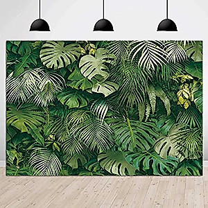 Green Tropical Palm Leaves Picture Photography Backdrop Vinyl 7x5ft Jungle Safari Plants Photo Background for Hawaiian Luau Party Decor Banner Birthday Baby Shower Supplies