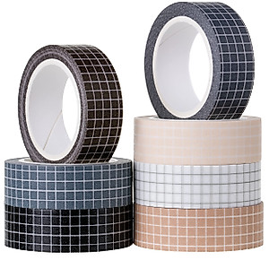 Mr. Pen- Grid Washi Tape Set, 7 Rolls, 0.6", Washi Tape for Journaling, Decorative Tape, Journaling Tape, Craft Tape, Scrapbooking Tape, Decorative Tape for Crafts, Decorative Craft Washi Masking Tape