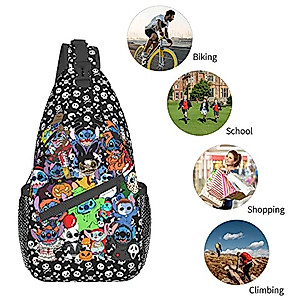 Horror Movie Crossbody Sling Backpack Cartoon Sling Bag Travel Hiking Chest Bag Daypack For Purses Shoulder Bag Women Men'S