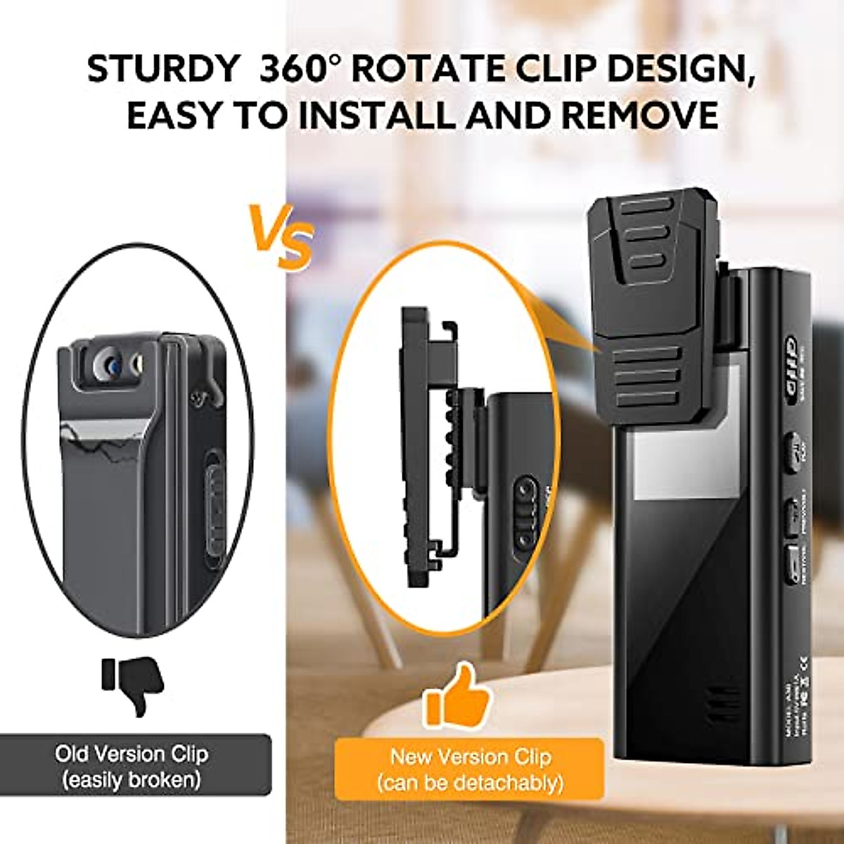 Losfom Z01 Body Camera with Audio, 1080P Mini Body Cameras with Infrared Night Vision, Police Body Cam with Upgrade Rotate Clip, Support 10HR Battery Life for Riding,Meeting, Indoor(with 64GB)