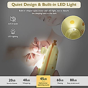 Baby Nail Trimmer Electric Baby Nail File with Light 10 Grinding Heads Safe Quiet Baby Nail Grooming Care Kit for Newborn Infant Toddler Toes Fingernails - Orange