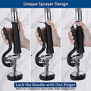 AGAHPAY Commercial Kitchen Sink Faucet with Pre Rinse Sprayer, 8 Inch Center Wall Mount Faucet with 12” Swing Spout 36” Height Compartment Sink Faucet for Restaurant Industrial, Chrome Polished