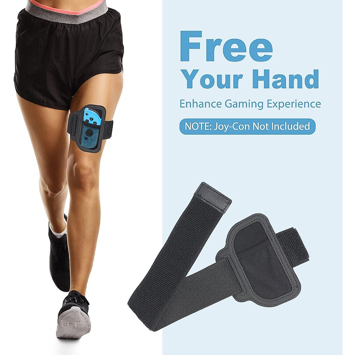 JoyHood Leg Strap for Switch/Switch OLED Joy-Con Controller, Game Accessories compatible with Switch Sports Play Soccer/Ring Fit Adventure, Adjustable Elastic Switch Leg Straps for Adults & Kids