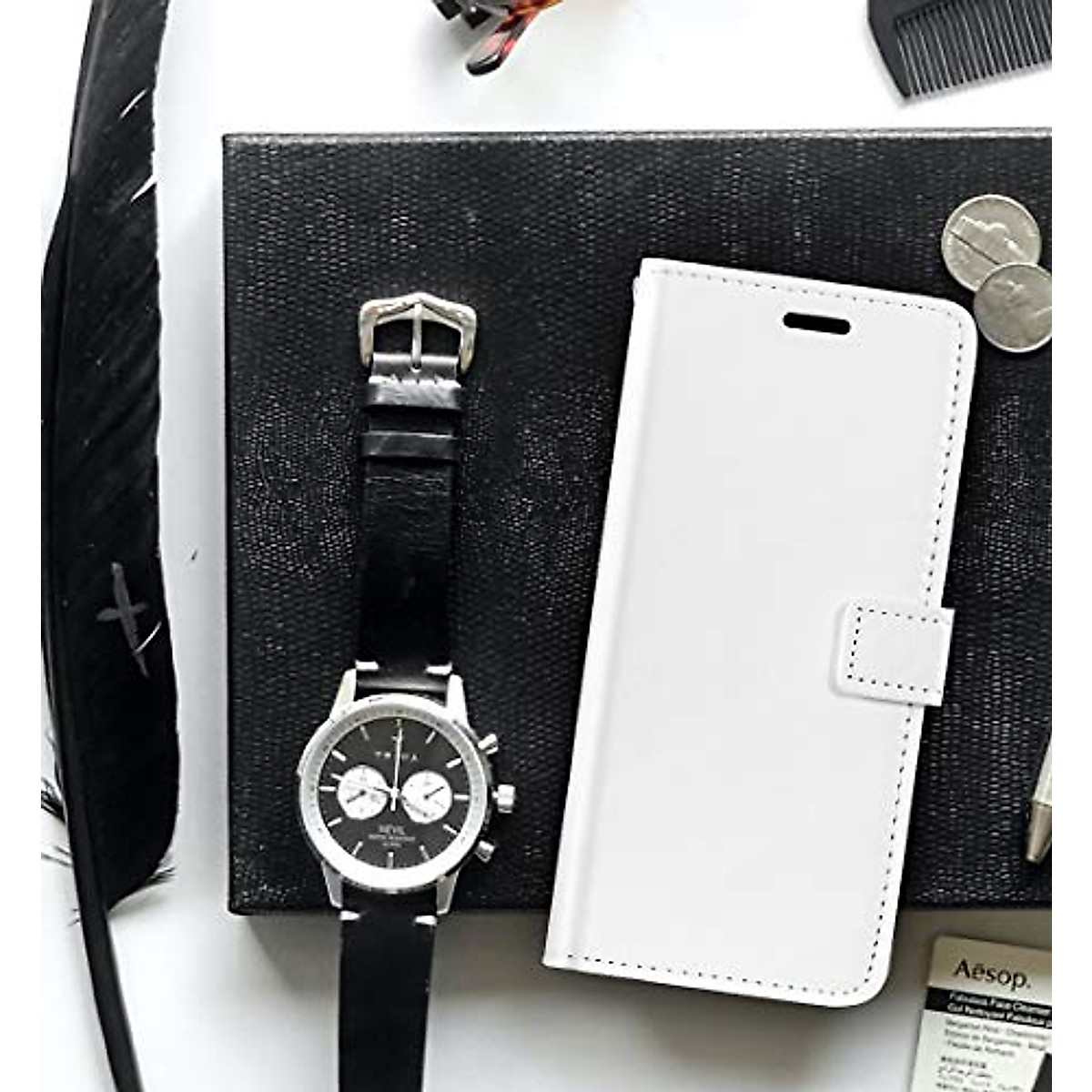 Shantime for Oppo Reno 10 Pro 5G Global Case, Premium PU Leather Magnetic Flip Case Cover with Card Holder and Kickstand for Oppo Reno 10 Pro 5G Global (6.7”) White