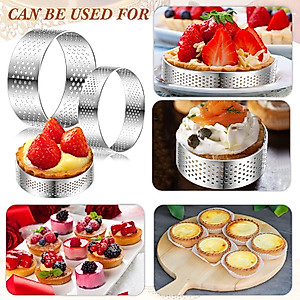 Mumufy 20 Pcs Perforated Tart Rings Round Stainless Steel Tart Rings for Baking Nonstick Metal Round Cake Ring for Pastry French Dessert Mousse Food Crisp Home Food Making Tool (2'',3.15'')