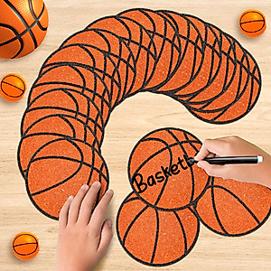 BWkoss Glitter Basketball Cutouts- 100Pcs Sport Ball Bulletin Board Basketball Shape DIY Paper Cuts Party Decorations for Sports Theme Party Baby Shower Birthday Classroom Game Day Wall Decor Supplies