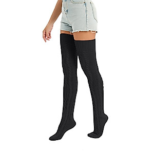 Sexybody Women's Thigh High Socks Over the Knee Knit Socks, Extra Long Winter Leg Warmers Stockings Knee High Tube Arctic Fleece