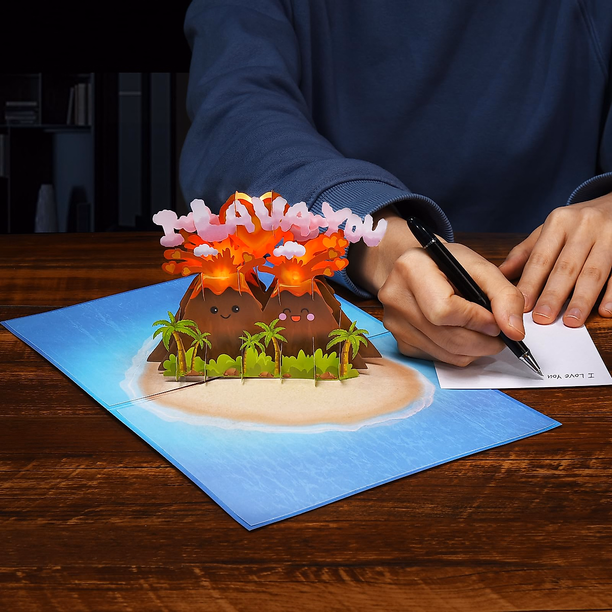 I LAVA YOU Pop Up Anniversary Card for Wife,Husband,Couple, Musical 3D Romantic Valentines Day Card with Lights for Boyfriend or Girlfriend, Funny Happy Anniversary Wedding Valentine Gift Volcano Card