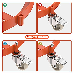 GAOMON 55 Gallon Drum and Barrel Dolly, 2000 LBS Capacity Dolly with 8 Caster Wheels, Trash Can Dolly Non-tipping Hand, Orange Steel Frame Dolly
