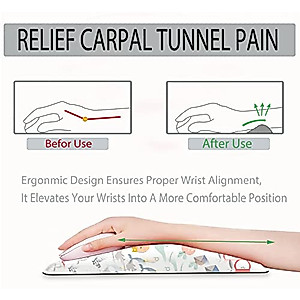 Ergonomic Mouse Pad Wrist Support Carpal Tunnel Mouse Pads Animals Memory Foam Mouse Mat with Non-Slip Rubber Pretty Mouse Pads for Computers Laptop Gaming Office Home