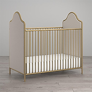 Little Seeds Piper Upholstered Metal Crib, Gold