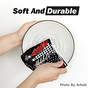 Artoid Mode Black Snowman Let It Snow Xmas Trees Hello Winter Kitchen Towels Dish Towels, 18x26 Inch Daily Seasonal Christmas Decoration Hand Towels Set of 2