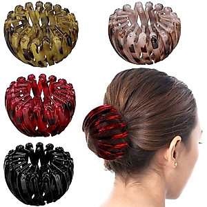 Tatuo 4 Pcs Bird Nest Magic Hair Clip Ponytail Holders Lazy Birds Nest Plate Hairpin Hair Accessories for Women