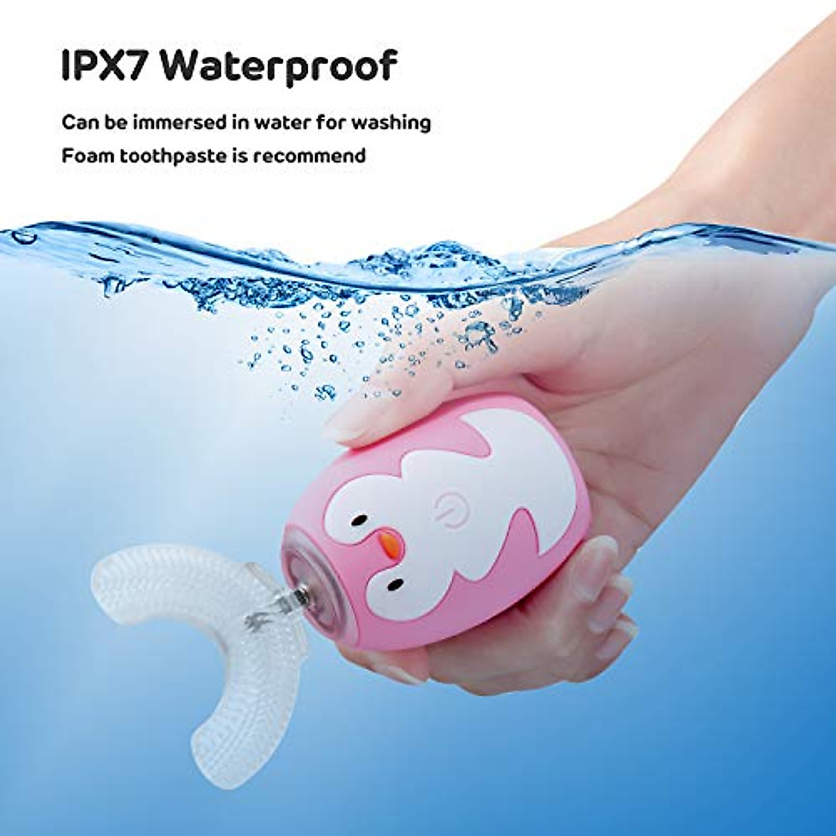 Sunartec Ultrasonic Electric 360 Toothbrush for Kids Teeth Whitening Kits with Music Reminder, 3 Modes Gums Care Sonic Toothbrushes for Children's Gifts 2 Brushheads (Black)