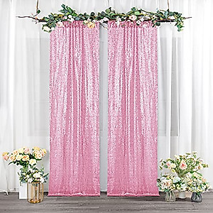 BEDDEB Pink Sequin Backdrop Curtain, 2PCS 2FTx8FT Glitter Backdrop Curtain for Christmas, Birthday, Wedding, Party Decoration