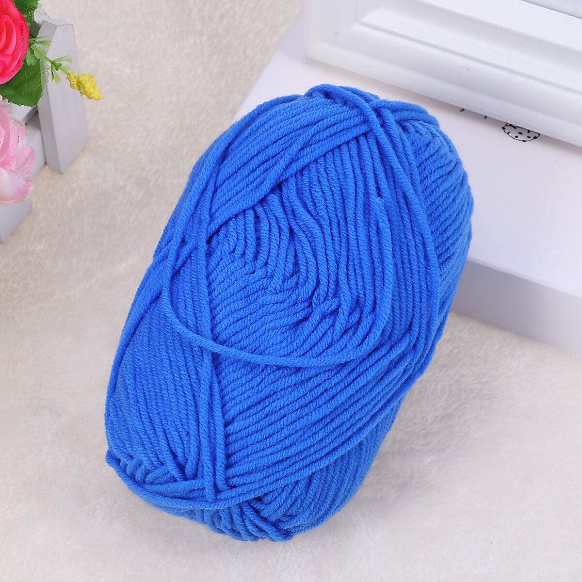 IMIKEYA 50g Milk Cotton Yarn Skeins, Cotton Chunky Hand- Woven Crochet Knitting Wool Yarn Warm Yarn for DIY Adults and KidsCrocheting Sweaters Hats Scarves (Blue)