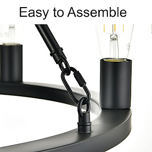 Linea di Liara Sonoro Black Chandelier Dining Room Light Fixture Small Wagon Wheel Chandelier Rustic Round Industrial Modern Farmhouse Chandeliers for Dining Room Entryway Foyer, 7 Bulbs Included