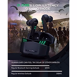 Black Shark Bluetooth Earbuds with 0.035s Ultra-Low Latency, Dual Environmental Noise Cancelling Microphones, Wireless Earbuds Gaming Earbuds with Bluetooth 5.2, IPX5 Waterproof, 26h Listening Time