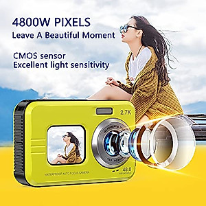 Digital Cameras for Photography Compact Waterproof Action Camera with 2.7K Ultra HD Video, 48MP Frame Grabs, Image Sensor, Live Streaming, Stabilization，Digital Camera Full HD Video Camera (Color : C