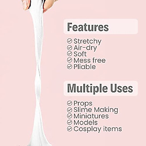 BOHS White Modeling Foam Clay- Air Dry, Squishy,Pliable - Molding Clay for Adult Arts & Crafts Project,Fake Bake,Slime Ingredient Supplies,3 LBS / 1.36 KG Bucket, Age 3 Years & up