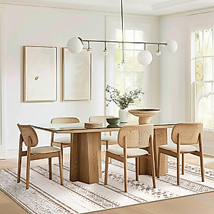 BESTSWEETIE 9x12 Area Rugs for Living Room Washable Moroccan Farmhouse Neutral Geometric Low Pile Non-Slip Soft Print Pattern Rug for Bedroom Kitchen Dining Room Entryway Cream/Brown/Pink