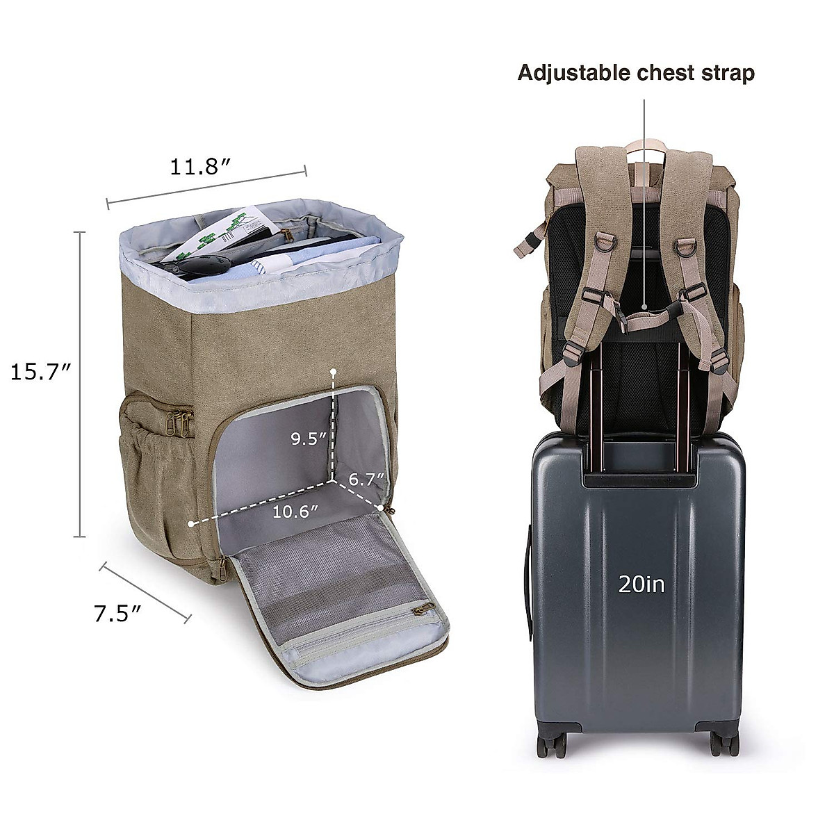 BAGSMART Camera Backpack, DSLR SLR Waterproof Camera Bag Backpack, Anti-Theft Photography Backpack with 15 Inch Laptop Compartment & Tripod Holder & Rain Cover, Green