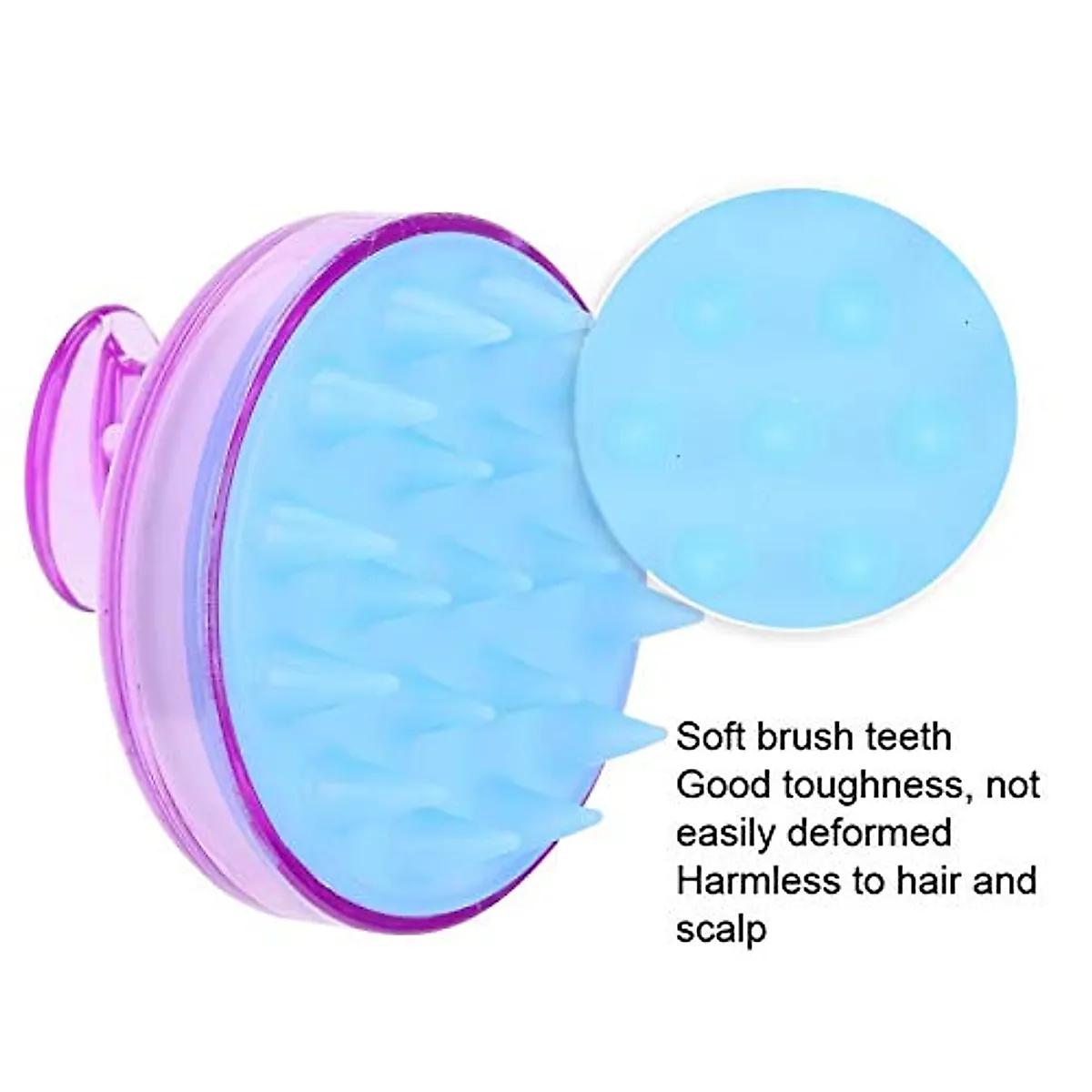 Shampoo Massager Brush, Round Silicone Scalp Massage Exfoliator Comb for Hair Cleaning Washing, Shampoo Brush Massager for All Hair Types of Women, Men (purple)