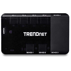 TRENDnet 4-Port USB 3.1 Sharing Switch, TK-U404, 4 x USB 3.1 for Computers, 4 x USB 3.1 for Devices, Flash Drive Sharing, Scanners, Printers, Mouse, Keyboard, Windows & Mac Compatible