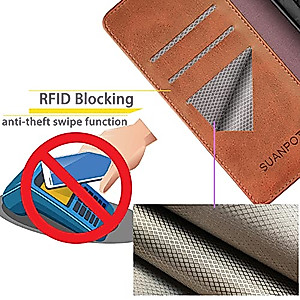 SUANPOT for Google Pixel 6A(Non Pixel 6/6Pro) Wallet case 【RFID Blocking】 Credit Card Holder, Flip Folio Book PU Leather Phone case Shockproof Cover Women Men for Pixel6A Phone case (Light Brown)