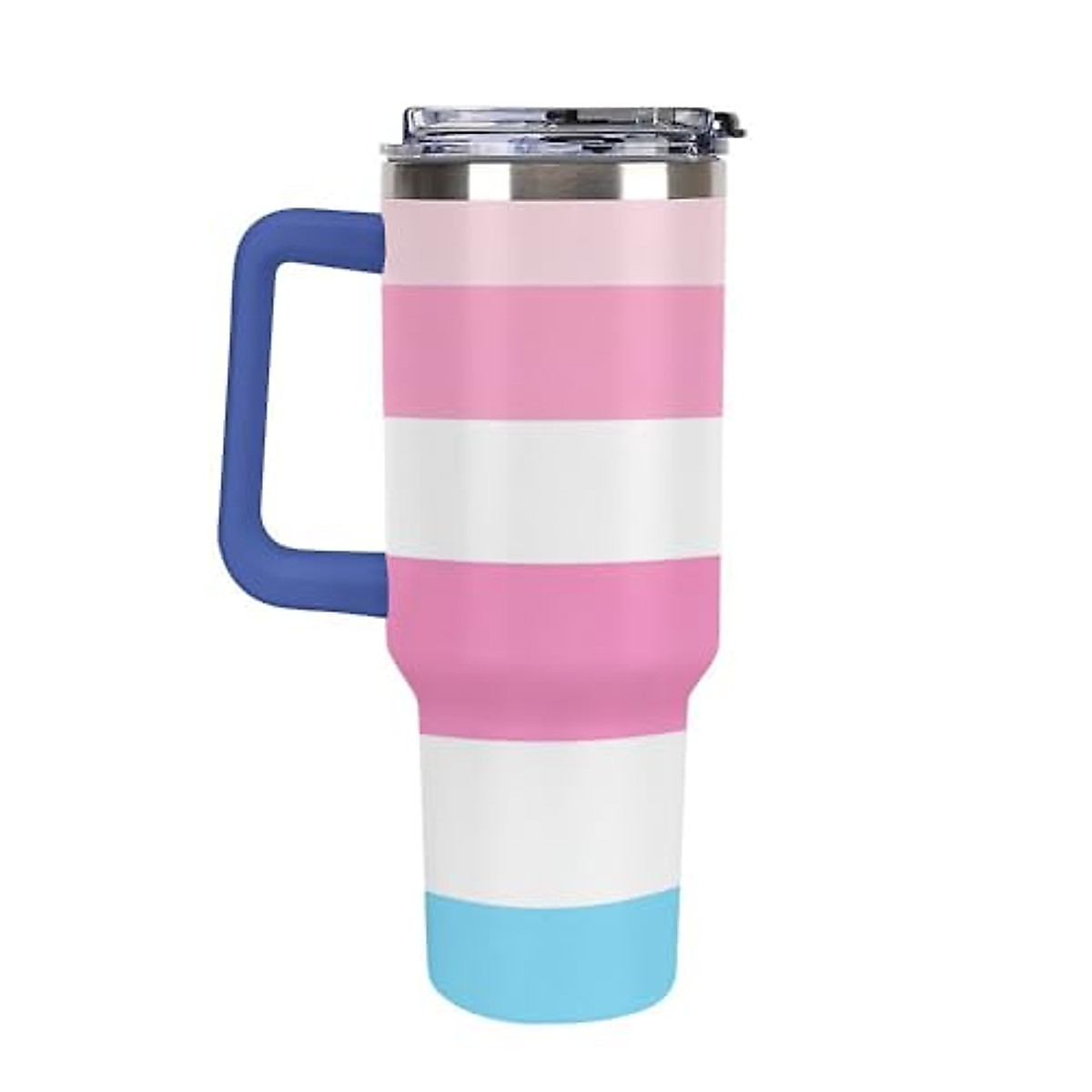 Trans Pride Free Flag Insulated Tumbler with Lid And Straw Stainless Steel Travel Coffee Mug 40oz Deep Blue-style