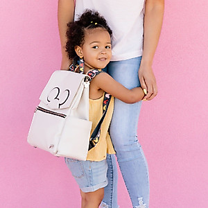 Freshly Picked Classic Mini II Diaper Bag Backpack, Wipeable Vegan Leather Diaper Bag Disney, 8 Pockets (Mickey Mania)