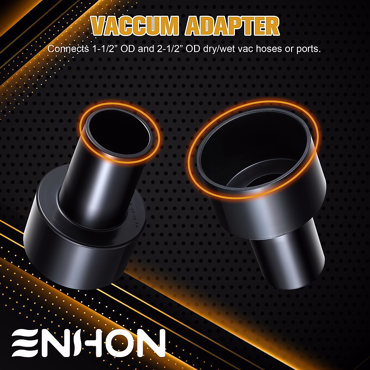 Enhon 2 Pcs Hose Adapter 2-1/2" OD To 1-1/2" OD Reducer, Vacuum Cleaner Hose Reducer for Dust Collection Accessories