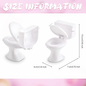 2 Pieces Mini Toilet Seat Toy Doll House Furniture Miniature Classic Bathroom Baby Toilet Toy Tiny Cake Topper Bathroom Furniture Dollhouse Accessories (White)