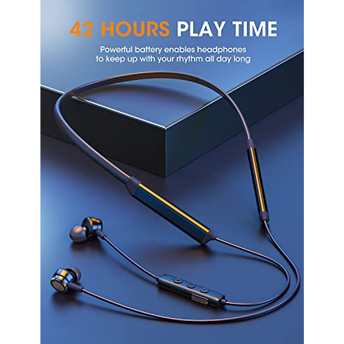 Bluetooth Headphones Wireless Earbuds 𝟒𝟐𝐇 Playtime Sports Magnetic Neckband Headphones Ergonomic Earbuds Ultra-Lightweight Comfort IPX7 Waterproof in-Ear Earbuds with Mic for Gym Workout Running