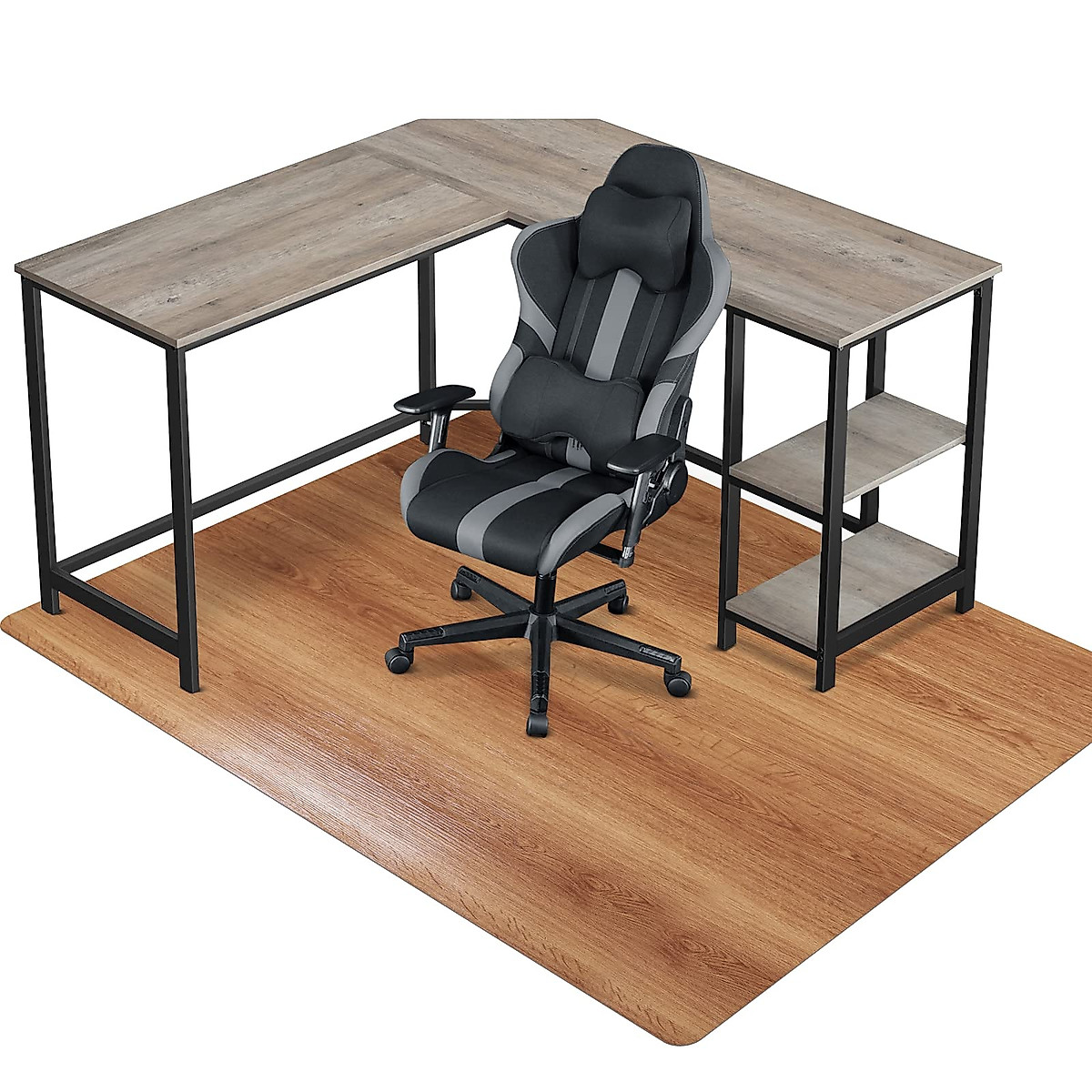 SALLOUS Chair Mat for Hard Floors, 63" x 51" Vinyl Protector Chair Mat for Hard Surface, Rectangular Desk Chair Mat for Home Office (White)