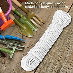 Beufee 20m Clothesline, Camping Clothesline, Durable Travel Clothes Line Rope, Portable Clothes Drying Line Outdoor Climbing Rope for Garden Camping(White)