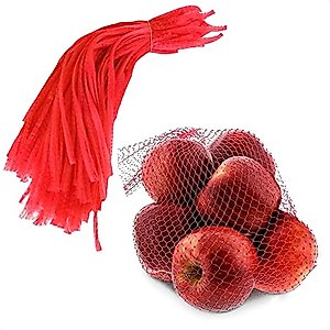 Vegetables Storage Mesh Bag for Fridge - 200Pcs 13.7 IN Drawstring Mesh Bag Produce Bags Reusable Washable Onion Storage Tote Bag Farmers Market Bag - Fruit Bags Grocery Bag Shopping Bag Onion Netting