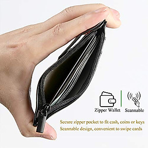 Teskyer Leather Badge Holder with Zipper Pocket,1 Clear ID Window and 3 Card Slots with Secure Cover, Premium Leather ID Holder with Nylon Lanyard for Office School ID, Credit Cards, Driver Licence