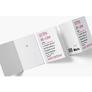 Funny Birthday Card for Sister in Law, Large 5.5 x 8.5 Sister in Law Birthday Card, Happy Birthday Card for Sister in Law, Karto Sister Law Noun