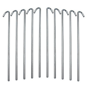 10-Piece Galvanized Steel Tent Pegs - Garden Stakes