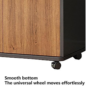 File cabinets for Home Office,Wood File Cabinet with Lock Wheels,Printer Stand with Open Storage,High Capacity File Organizer Multifunctional Mobile Filing Cabinet with Open Storage Shelf Black